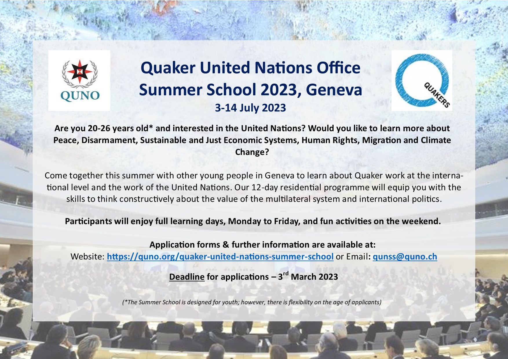 Quaker United Nations Summer School Applications Now Open – QUAKERS ...